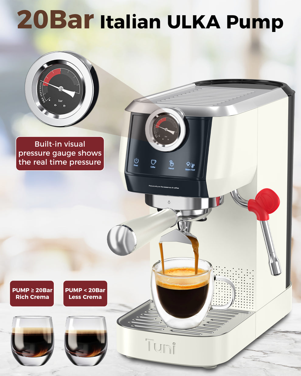 Professional Espresso Machine 58mm Portafilter Dual Boiler | TUNI E2 ...
